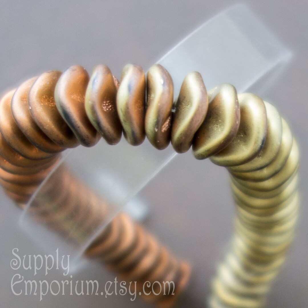 Wafer Beads, Ripple Wafer Bead, Preciosa Matte California Gold Rush ...