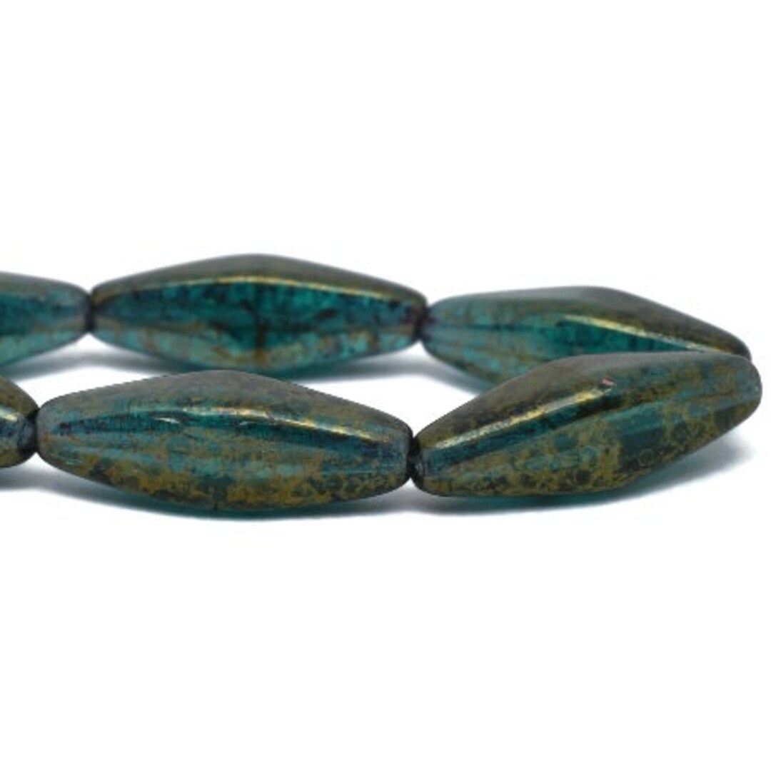 Rhombus Bead, Diamond Bead, Rhombus Tube Bead, Czech Gold Luster ...