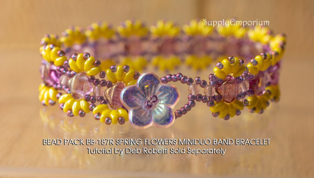 Bracelet Bead Pack, Bead Weaving, DIY Bracelet, Spring Flowers Miniduo ...