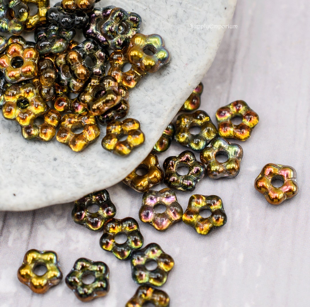 Czech Glass 5mm Crystal Magic Copper Forget Me Not Spacer Bead Crystal ...