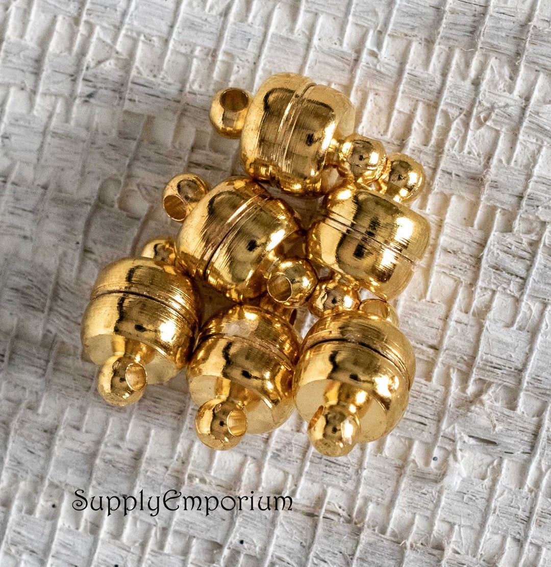 Jewelry Clasp 7x11mm Gold Barrel Clasps Gold Ball Clasps 6 Clasps Gold ...