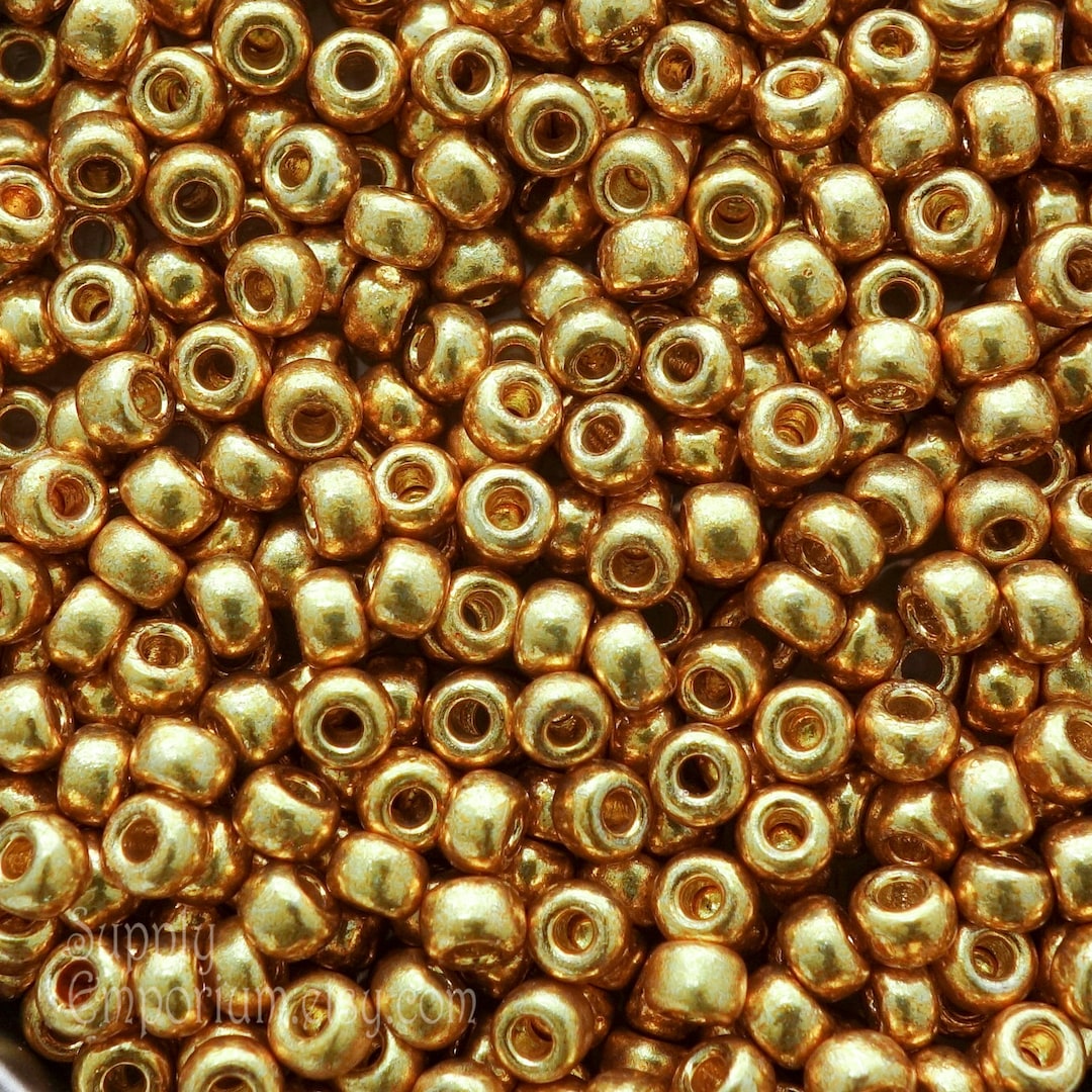8/0 Miyuki Duracoat Galvanized Gold Seed Beads Miyuki 8-4202 Galvanized ...