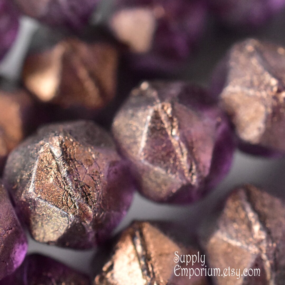 992 10mm English Cut Amethyst Golden Matte Luster Beads 12 - Etsy