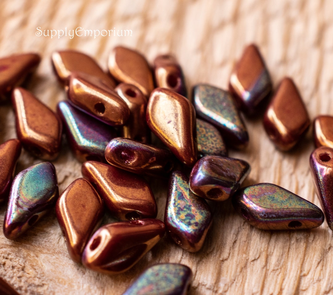 Czech Red Iris Luster Kite Beads, Red Iris Luster 2 Hole Kite Beads ...