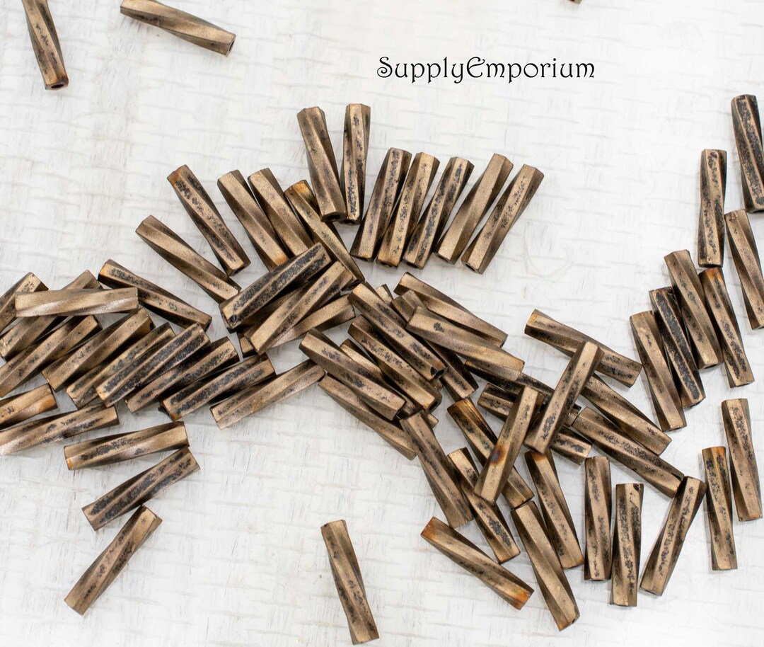 2.7x12mm Gold Antique Matte Black Twisted Bugle Beads, 10 Grams, 12mm ...