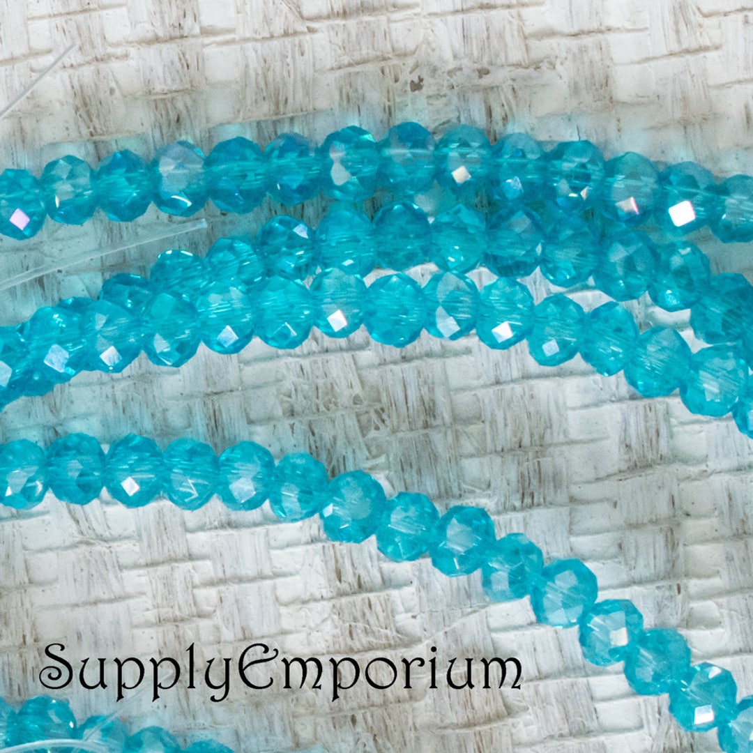 Aqua AB 2x3mm Czech Glass Rondelle Beads 2x3mm Aqua AB Crystal Rondelle ...