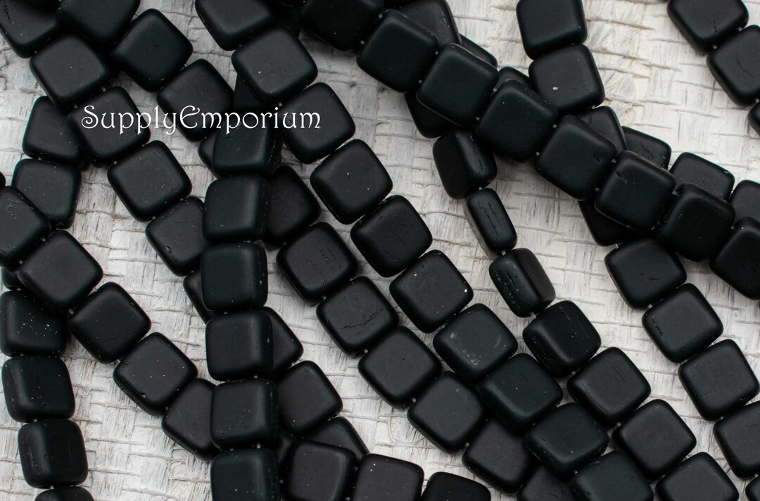4183R 25 6mm Matte Jet Czechmates 2 Hole Tiles Beads, Matte Jet ...