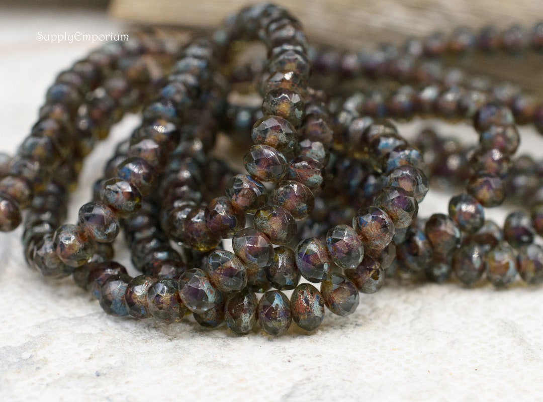 Czech 3mm X 5mm Slate Blue Amethyst Picasso Rondelle Bead 3x5mm ...
