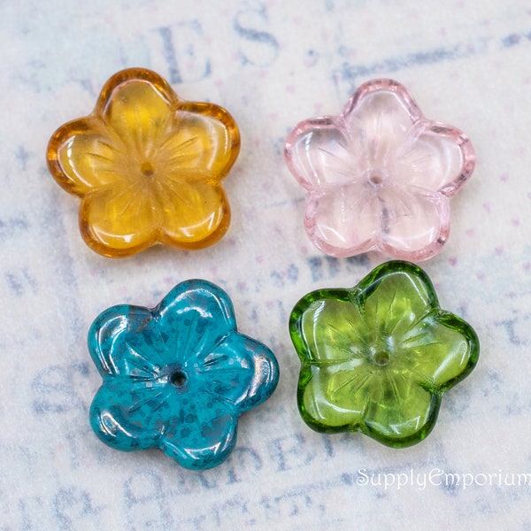 Glass Flower Beads Etsy