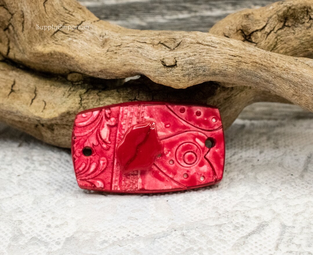 Polymer Clay Connector, 2 Hole Connector, Kisses Artisan Made Polymer ...