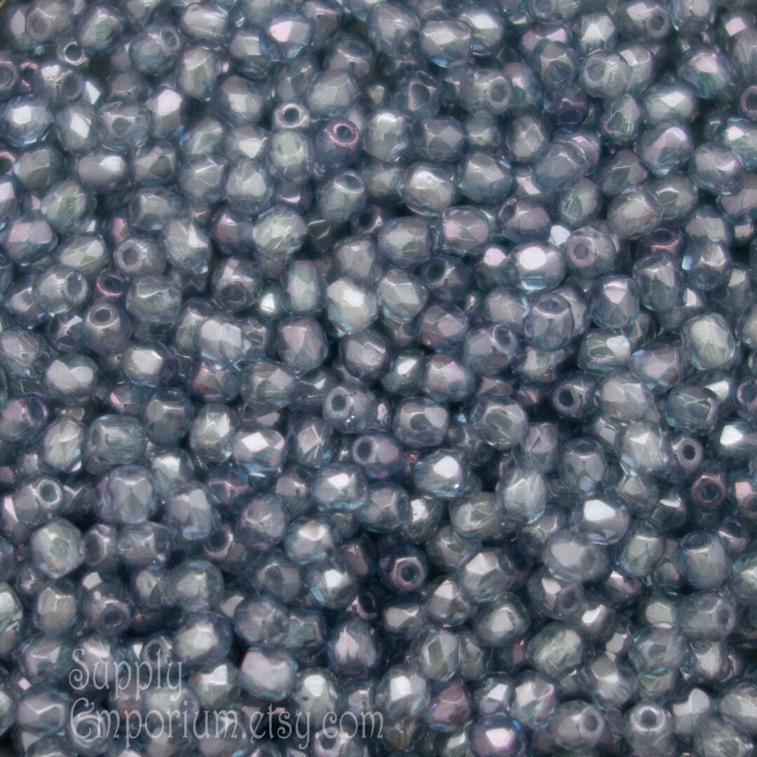 Crystal Baby Blue Luster 50 Czech Glass Faceted Round Bead ...