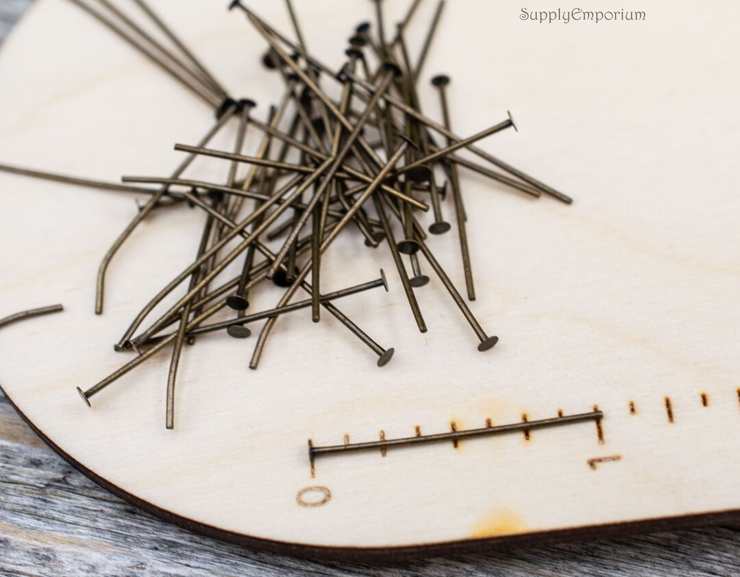 7180F, 1 Antique Brass Head Pins, Pack of 100 Antique Brass 1 Head Pins ...