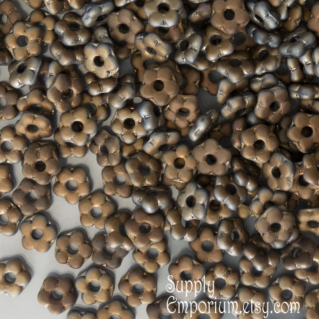 3397-5mm Matte Jet Valentinite Full Czech Glass Spacer Bead, Matte Jet ...