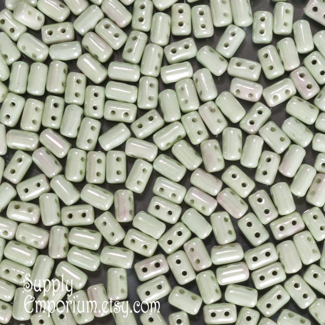 Chalk Green Luster Light Rulla Beads, Chalk Green Rulla Bead, 3x5mm ...