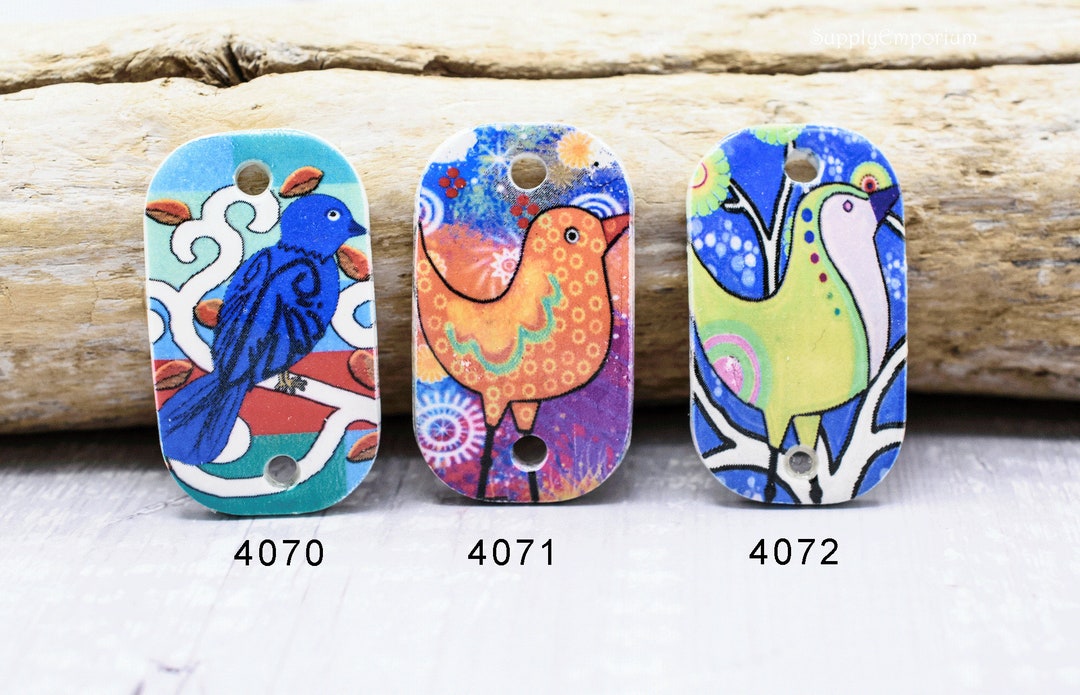 Whimsical Bird Polymer Clay Connector, 1 Piece, 39x24mm 2 Hole Image ...