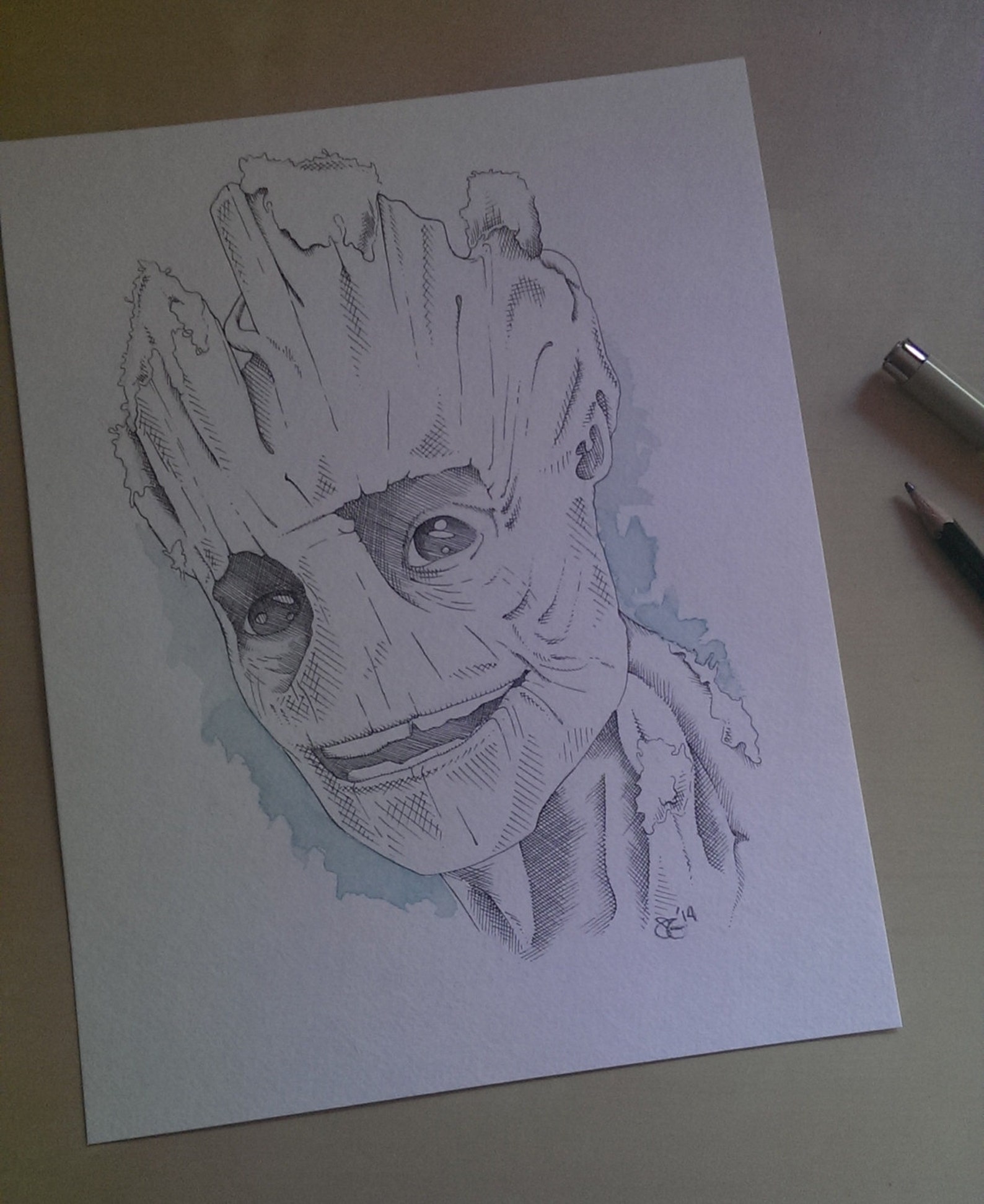 Groot Original Ink Drawing/i Am Groot/guardians of the - Etsy