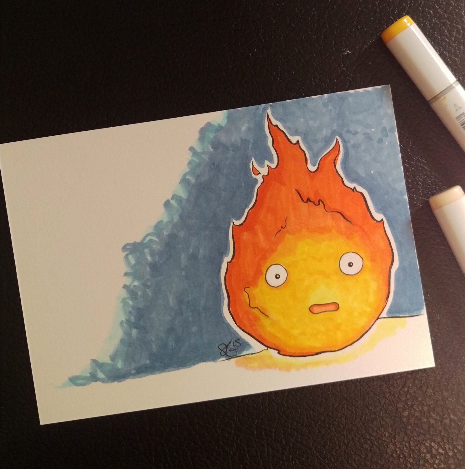 Calcifer, Fire Demon Original Marker Drawing - Howls Moving Castle - Etsy