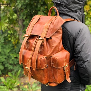 Extra Large Innovative Leather Hiking Backpack, Travel Knapsack - Etsy