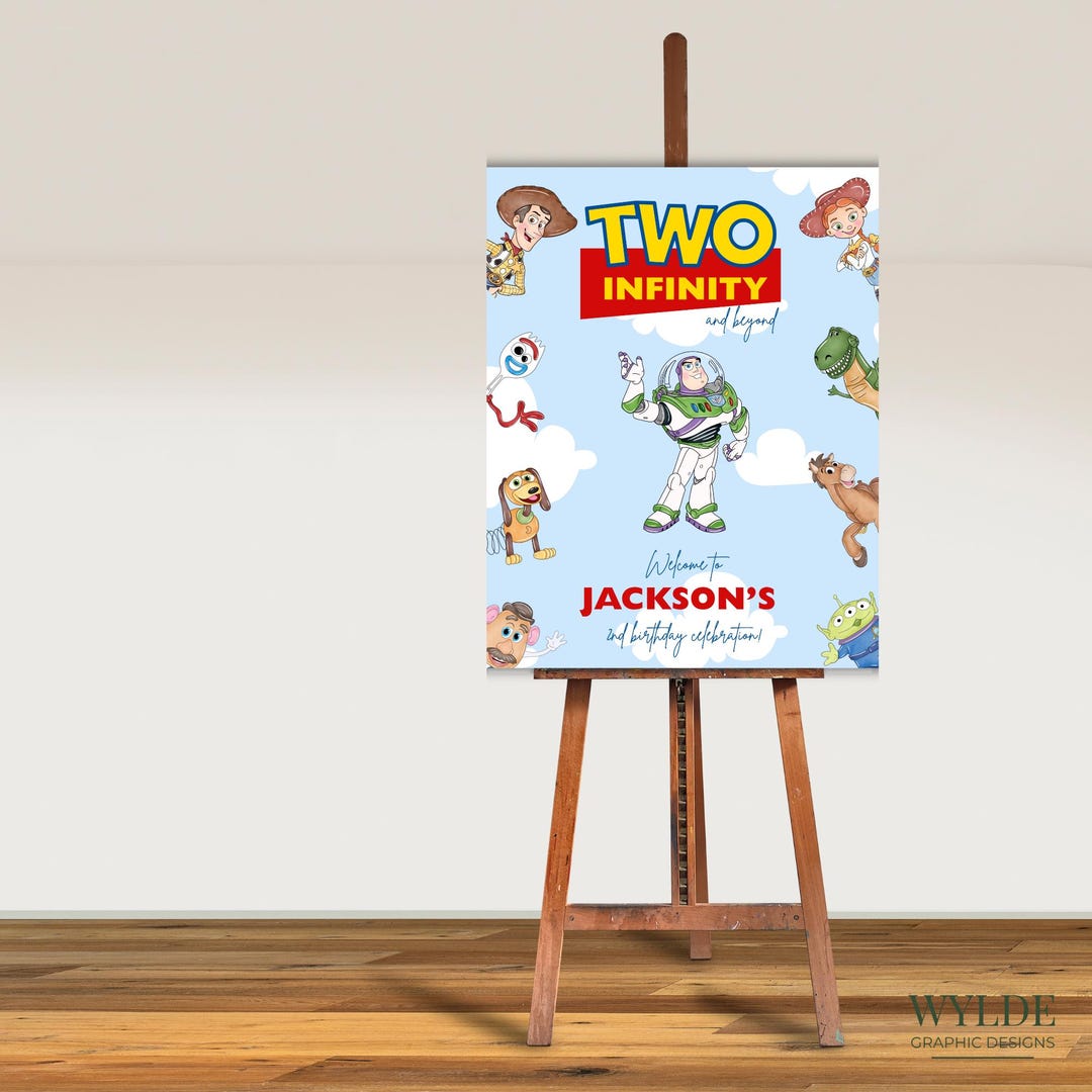 Two Infinity and Beyond Birthday Banner | Editable Canva Template | Toy ...