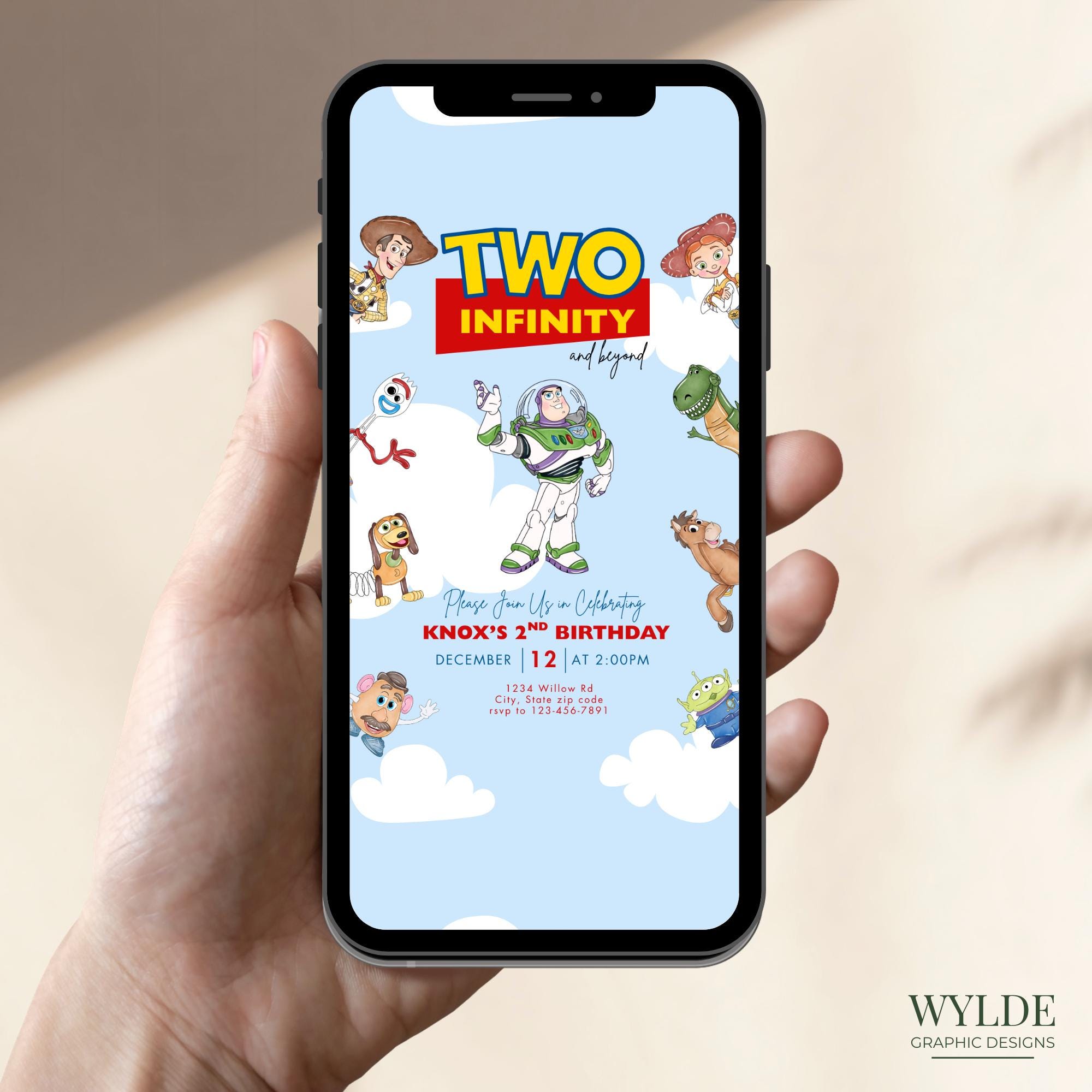 Two Infinity and Beyond Birthday Invitation | Editable Canva Template ...