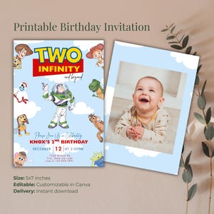 Two Infinity and Beyond Birthday Invitation | Editable Canva Template ...