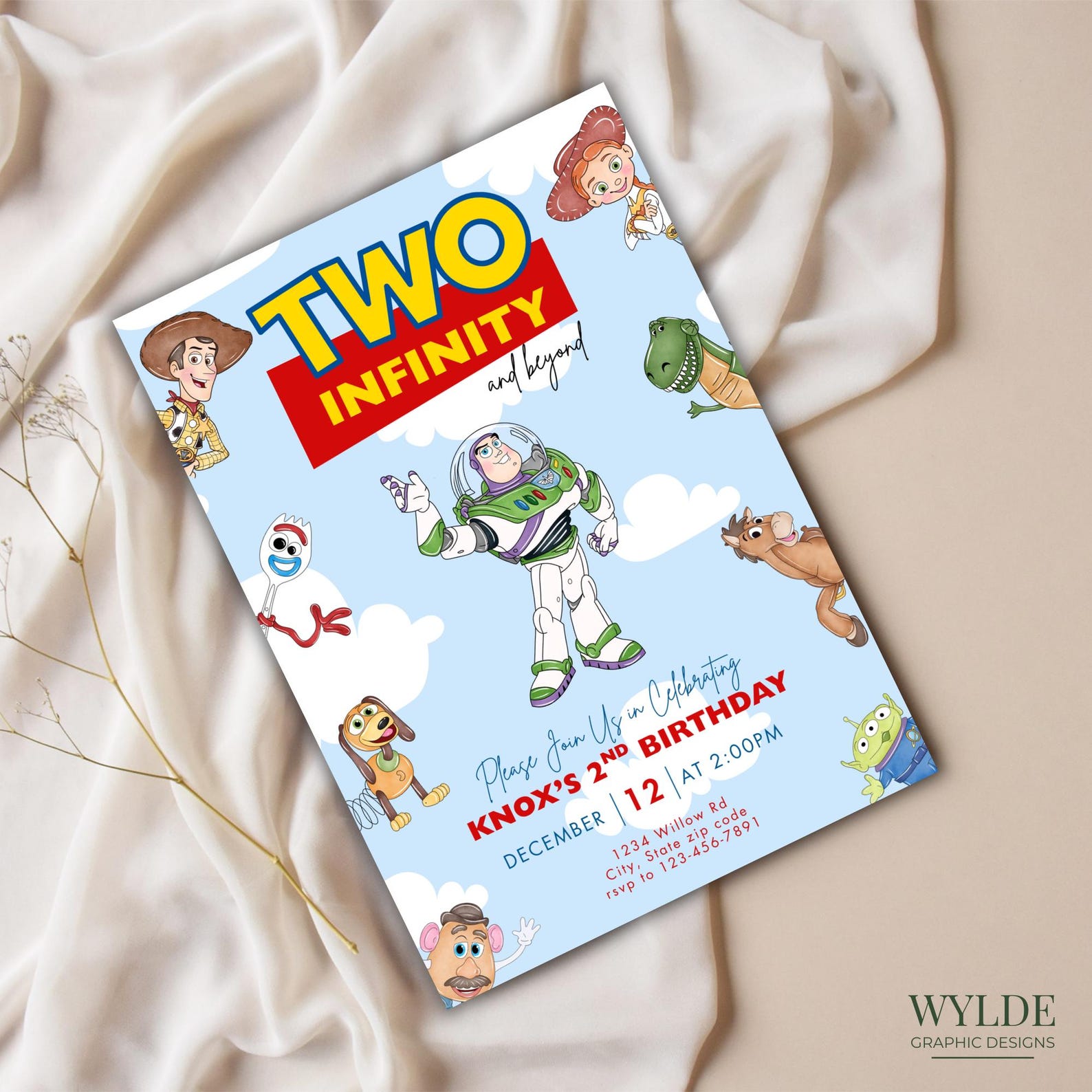 Two Infinity and Beyond Birthday Invitation | Editable Canva Template ...