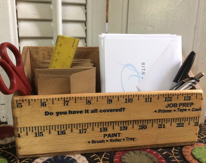 Small Desktop Ruler Box Notecard Stamp Station Ruler Box Craft Room Box ...