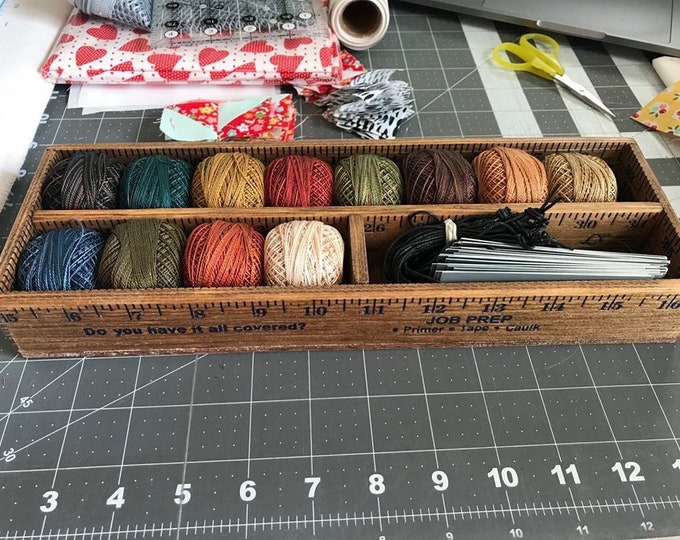 Sewing Notions Ruler Box, 3 Section Storage | Desk Storage Box ...