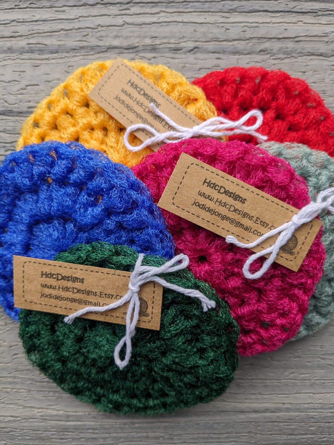 Dish Scrubbies. SET OF 6 Different Colors! Crochet Nylon Dish Scrubber ...