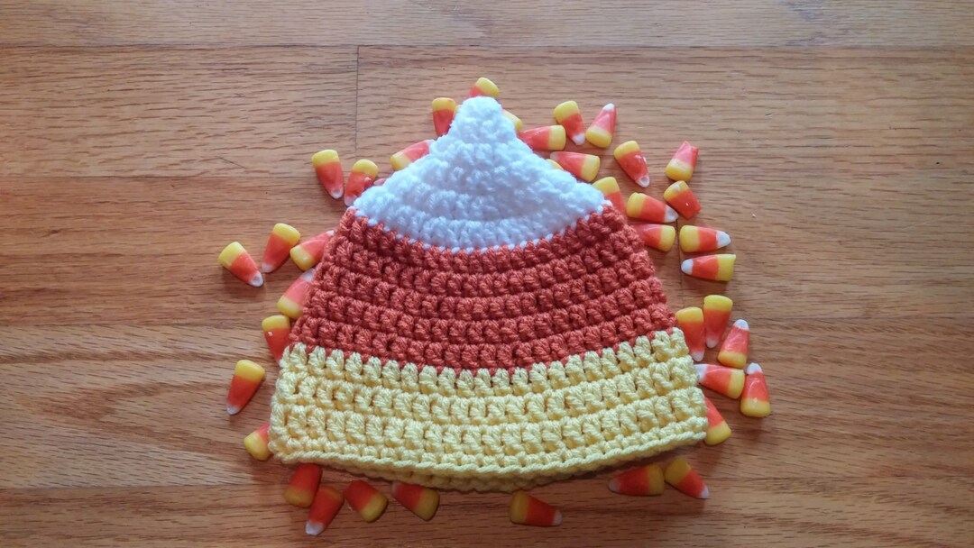 Candy Corn Hat. special Sale Crocheted Candycorn Beanie Hat. Ready to ...