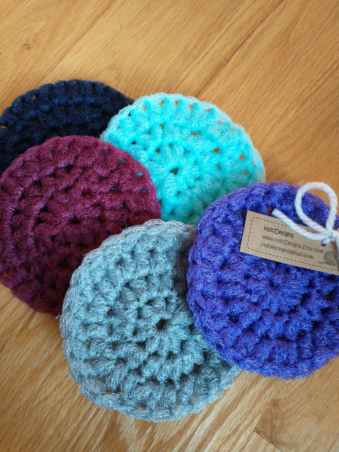 Crochet Nylon Net Dish Scrubbies: Set of 5 Classic Colors - Etsy