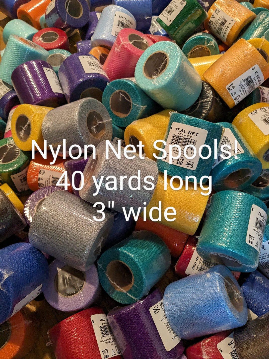 Spools! Choose Your Set of 6 Nylon Net Spools. 3" Wide X 40 Yards ...
