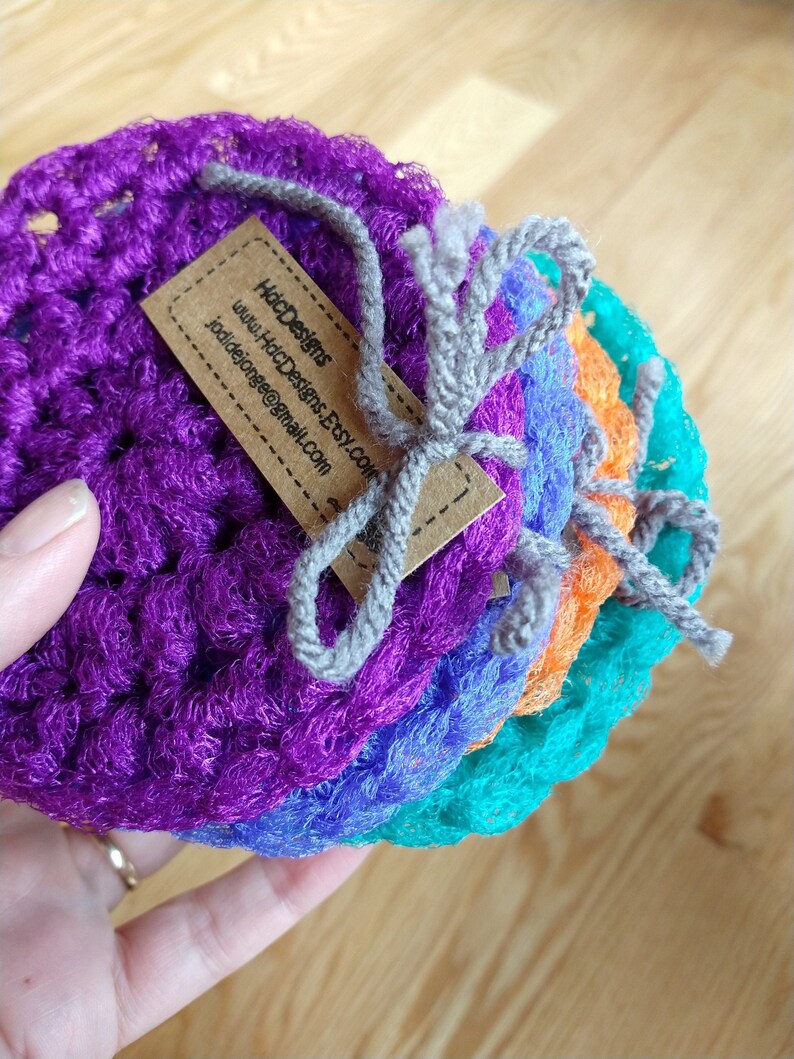 Set of 4 Dish Scrubbies. Crochet Nylon Dish Scrubber. Purple | Etsy