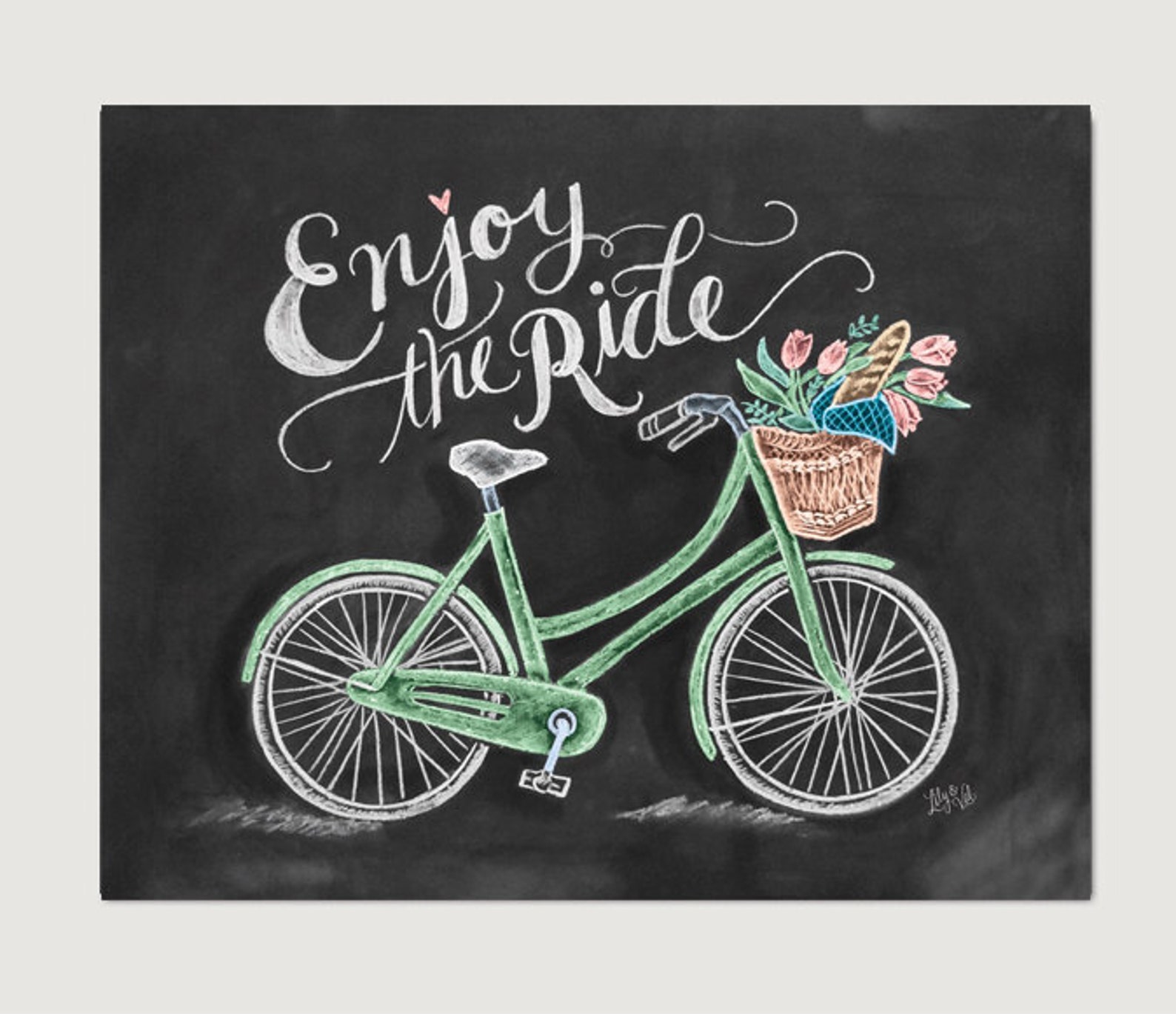 Bicycle Art Bicycle Print Chalk Art Enjoy the Ride - Etsy