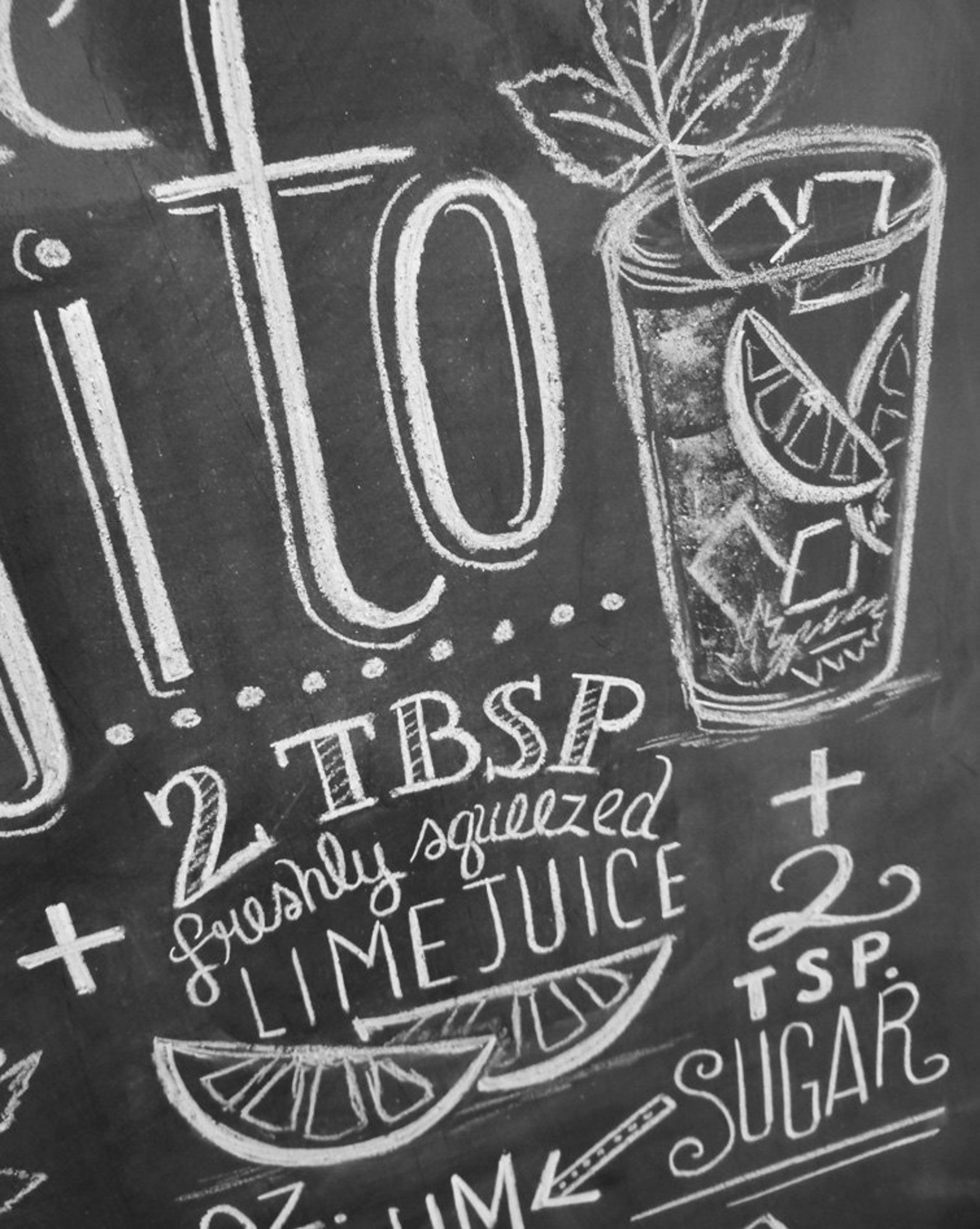 Typography Print Mojito Recipe Cocktail Recipe Kitchen - Etsy