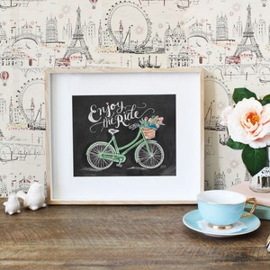 Bicycle Art Bicycle Print Chalk Art Enjoy the Ride - Etsy