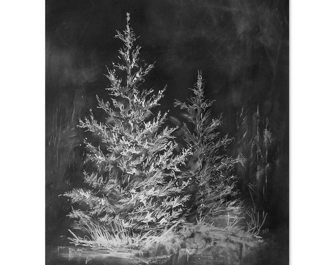 Chalk Dust Trees Print Chalk Art Chalkboard Christmas Decor Christmas ...
