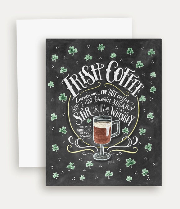 Irish Coffee Recipe Note Card Hand Lettered Card St Etsy