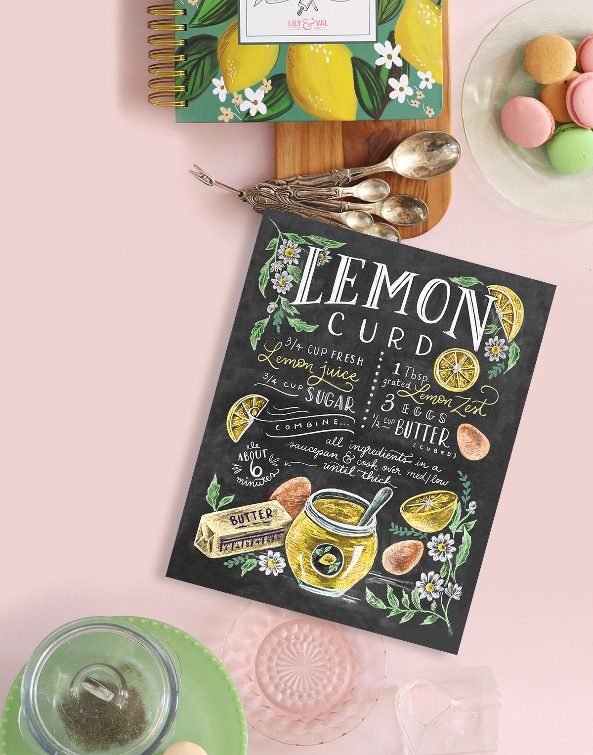 Lemon Curd Recipe Print Recipe Chalk Art Spring Art - Etsy
