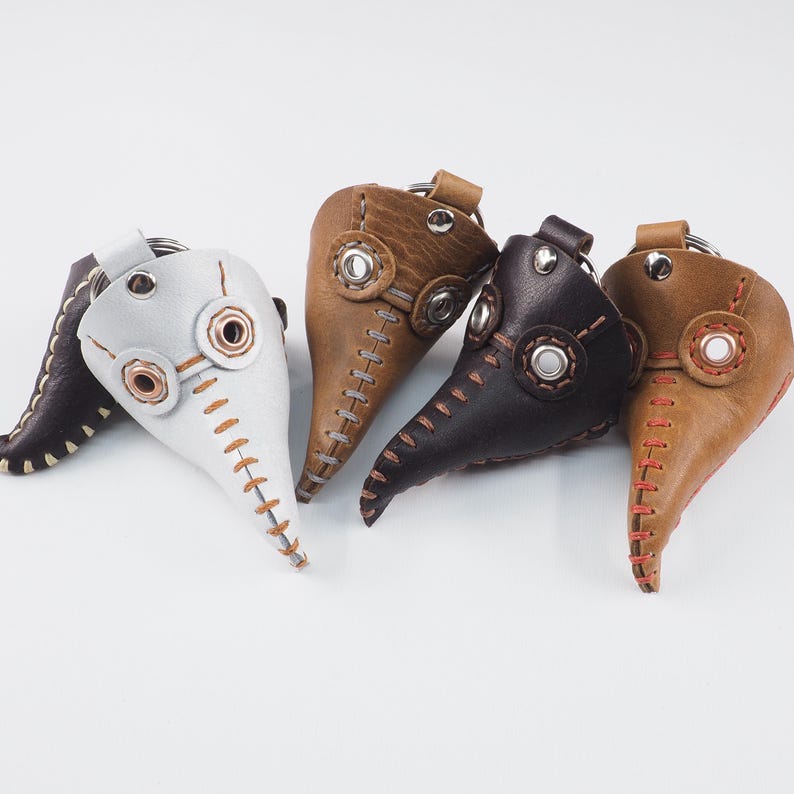 Plague Doctor Leather Cute Mini Mask Keychain Key Fob Doll Size Bag ...