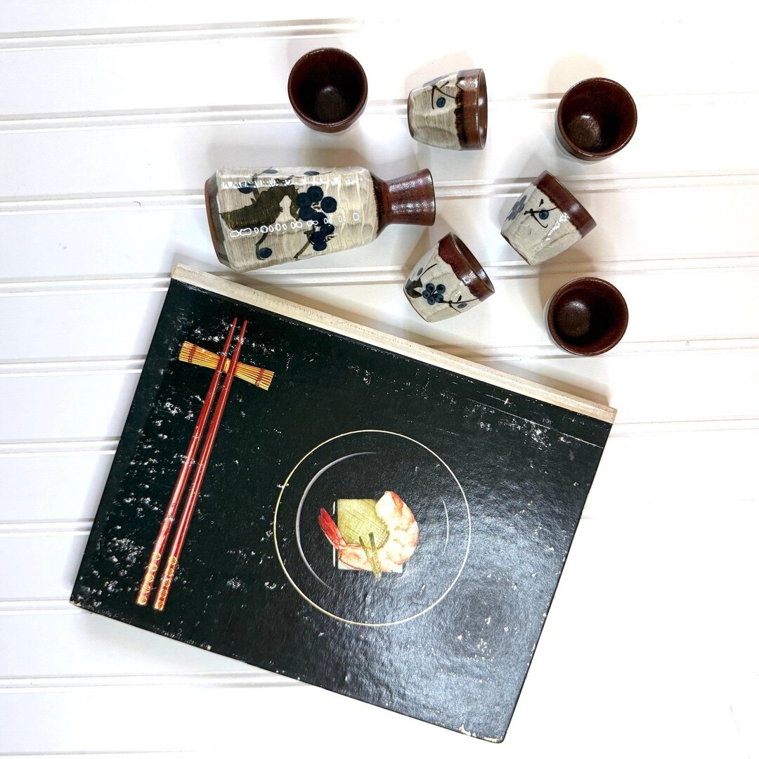 Midcentury Vintage Japanese Bundle With Sake Set + "the Cooking of ...