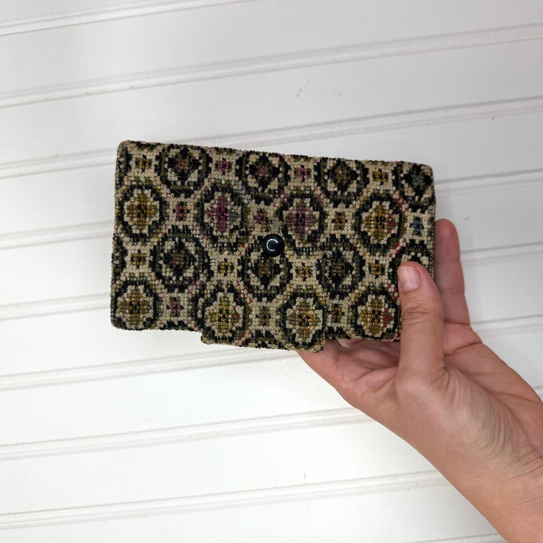 1960s Vintage Carpet Bag Trifold Wallet – Tapestry & Faux Leather - Etsy