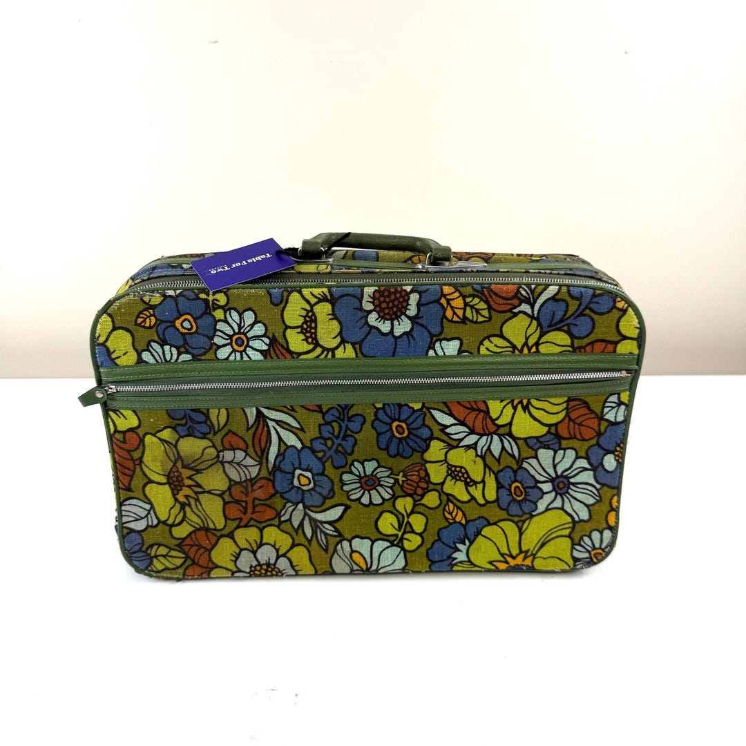 Vintage Bantam Flowers Suitcase – 1970s Blue & Green Floral Luggage - Etsy