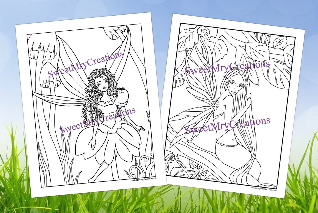 Fantasy Fairy Coloring Pages for Kids, Teens, and Adults Digital ...