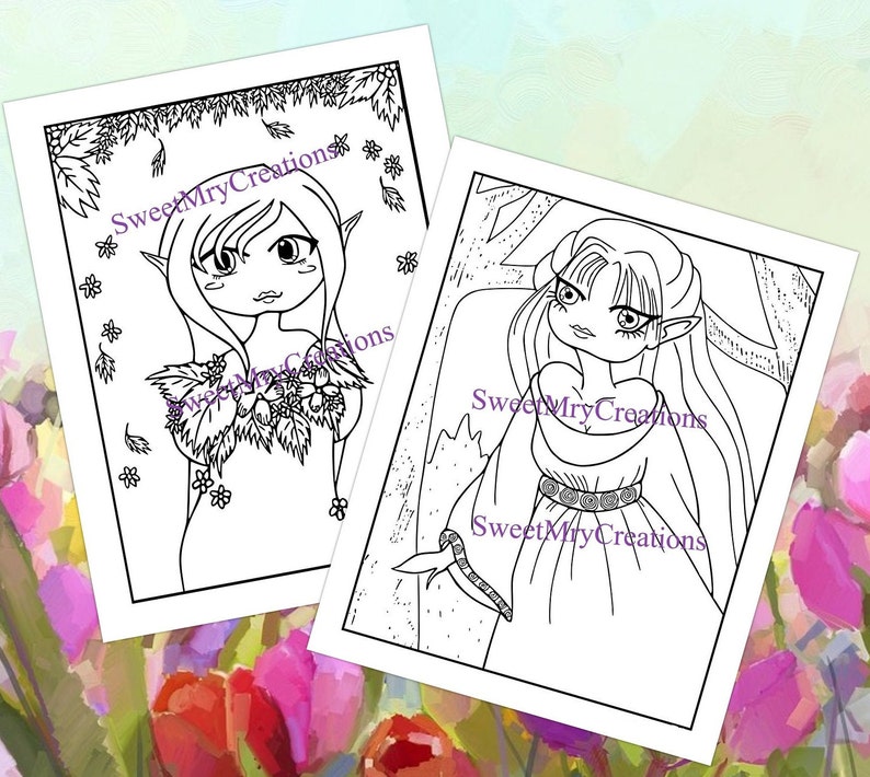 Fantasy Fairies Elves sprites Coloring Pages for Kids, Teens, and ...