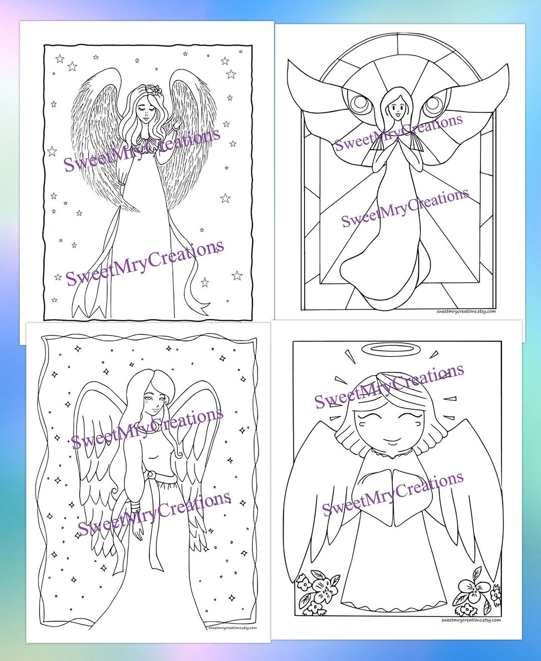 Lovely Angels Coloring Pages for Kids, Teens, and Adults Digital ...