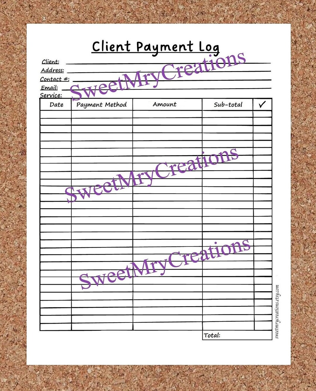 NEW! | Printable Client Payment Log | Self Employed | Small Business ...