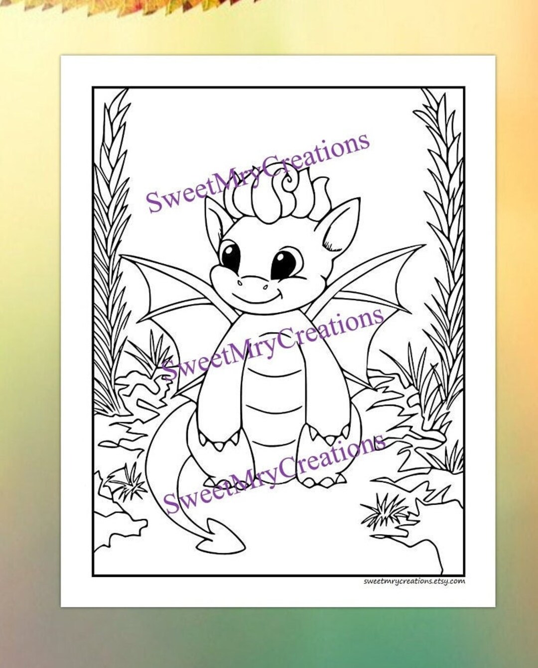 Adorable Fantasy Dragon Coloring Page for Kids, Teens, and Adults ...