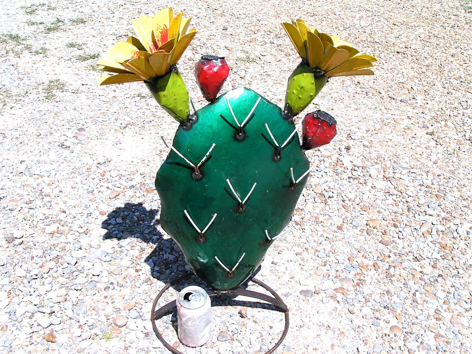 X LARGE Metal Art Barrel Cactus Sculpture With THORNS Junk - Etsy