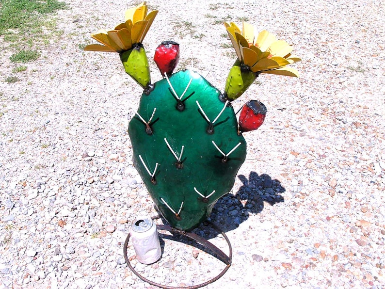 X LARGE Metal Art Barrel Cactus Sculpture With THORNS Junk - Etsy